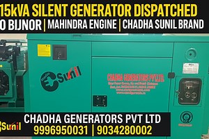 15kVA Silent GeneratorPowered by Mahindra 3-Cylinder Refurbished Engine and fitted with a Brand New AlternatorAssembled by Chadha Sunil Brand | Single Phase | High Performance | Copper Winding💪 Heavy-duty, reliable and fuel-efficient – Perfect for industrial and commercial use! 📦 Dispatched To: Bijnor, Uttar Pradesh🏭 Manufactured by:Chadha Generators Pvt. Ltd. Pipli road , ladwa district Kurukshetra (Haryana) 📞 Contact: 9996950031 | 9034280002 📲 DM for bookings, bulk orders, and more info!�