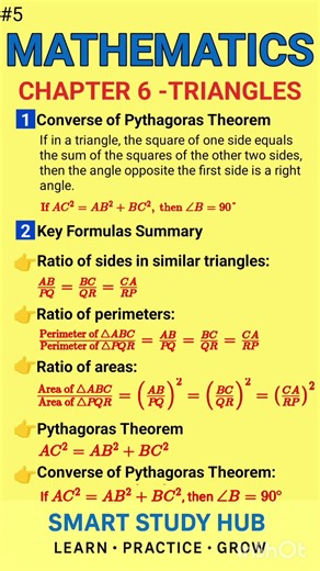 Triangle Formulas You’ll Never Forget! 🔥 | Class 10 Chapter 6 Maths Short | Smart Study Hub