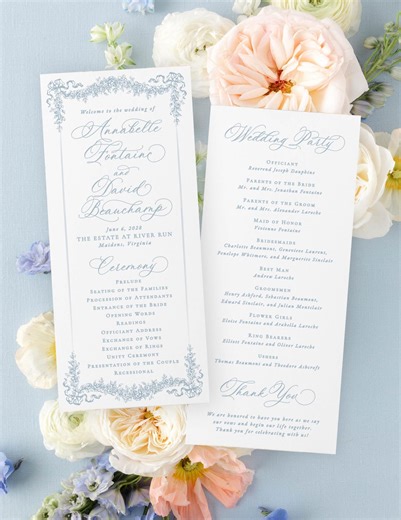 Dusty Blue Wedding Program Template, Floral Wedding Programs Digital Download, Instant Download Wedding Templates, MPD1004 - Etsy