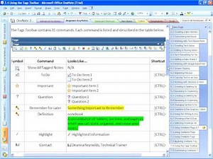 OneNote 2003/2007 - Using the Tags Toolbar