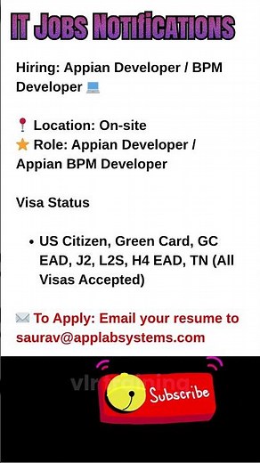 Appian Developer Job On site Oct 4, 2025