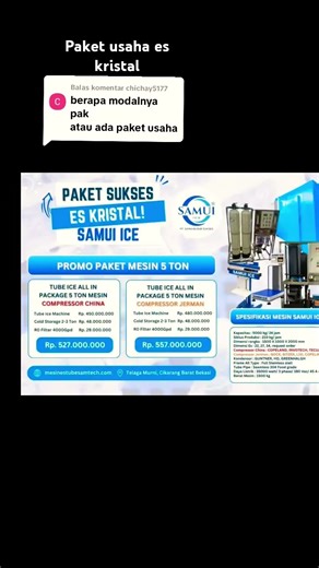 Samui crystal ice success package #crystal ice cubes #business ideas #estube #machine #business #...