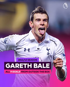All 9 of Gareth Bale's goals from outside the box in the 2012/13 season 😍 | Premier League