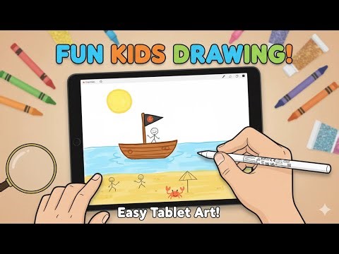 Magic Tablet Art! 🎨 Drawing a Beach Adventure #drawingcartoon #diy #beach #tabletdrawing #art