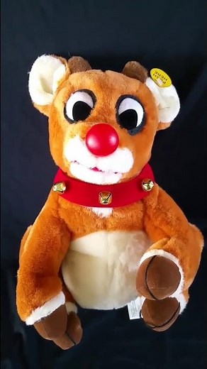 1998 Gemmy Rudolph Red Nosed Reindeer Plush Animated Nose Lights Sings Video