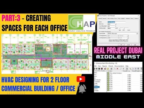 PART-4 I HVAC DESIGNING I CREATING SPACES IN HAP I FOR REAL PROJECT TWO FLOOR COMERCIAL OFFICES I