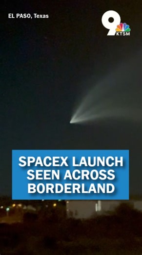 Residents across the Borderland witnessed SpaceX’s Falcon 9 launch of the COSMO-SkyMed Second Generation satellite mission Friday night, Jan. 2. MORE: https://www.ktsm.com/local/el-paso-news/spacex-launch-sighting-across-borderland/?utm_medium=social&utm_source=facebook_KTSM_9_News | KTSM 9 News