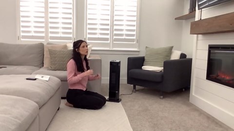 Space Heater Large Room, 25" Electric Heaters for Indoor Use with Remote, Adjustable Thermostat, 120° Oscillation, 24H Timer, 3D Fireflame, Ceramic Tower Heater, Heater for Bedroom, Office