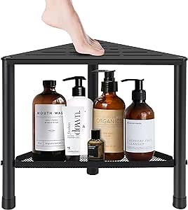 Metal Corner Shower Bench Stool, Bathroom Shower Bench with Storage Shelf, Waterproof Shower Stool for Inside Shower, Small Step Stools, Bathroom Bench Seat Shower Stool for Shaving Legs