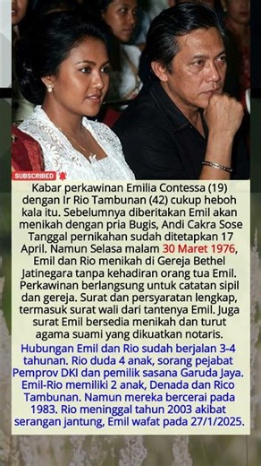 Kisah Emilia Contessa dan Rio Tambunan