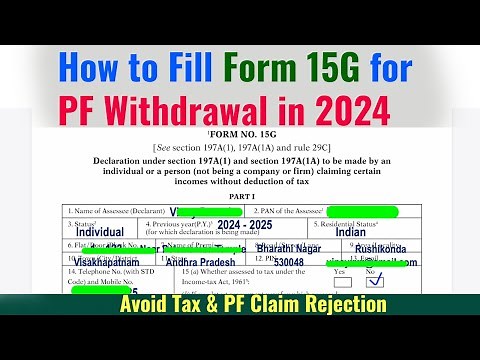 How to Fill Form 15G for PF Withdrawal in 2024