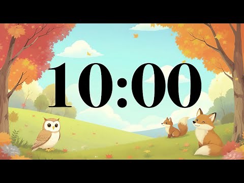 10 Minute Timer with Fall Trees and Animals | Peaceful Acoustic Music | Classroom & Focus Countdown