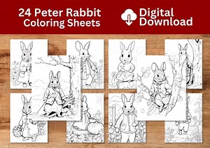 Peter Rabbit Coloring Pages 24 Printable Pages for Bunny Coloring - INSTANT Digital Download, Beatrix Potter Coloring Pages for All - Etsy UK