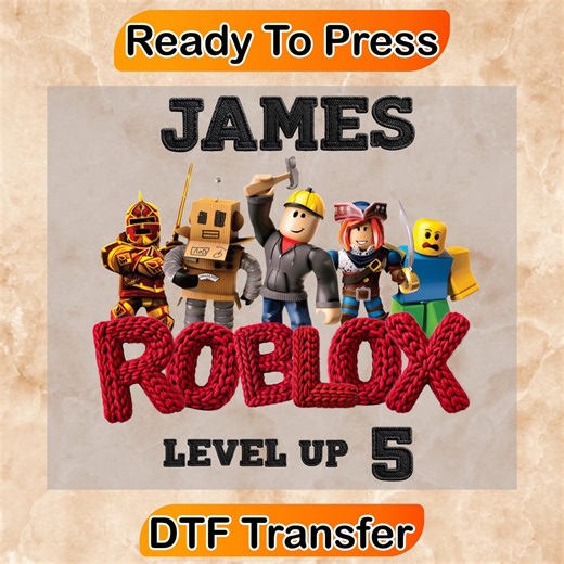 Personalized Roblox Birthday Faux Knit DTF Transfer, Custom Name Age, Ready to Press - Etsy