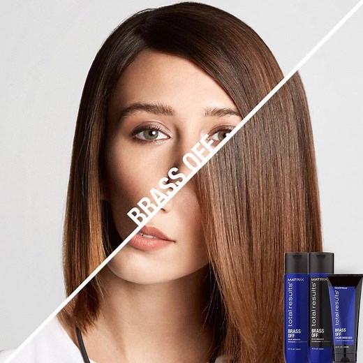 Cool it down with NEW! Total Results Brass Off - 1st system to neutralize brassy tones, while moisturizing hair and protecting it from breakage! | Matrix Professional Hair Color & Care