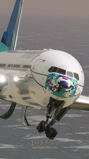 Garuda Indonesia B777-300ER Masker Landing Bali
