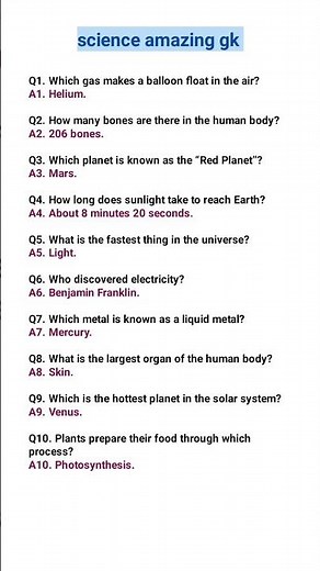Amazing Science GK Questions | General Science Quiz in English | Science Facts for All Exams