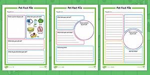 Pet Fact File Writing Frames