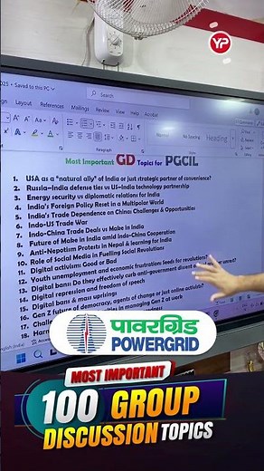 PGCIL 2025 — 100 Group Discussion Topics for Final Interview Must Prepare List by YourPedia