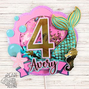 Mermaid Birthday Cake Topper, 3D Cake Topper SVG, Mermaid Cake Topper SVG, Shaker Cake Topper SVG, Mermaid Svg File, Instant Download - Etsy