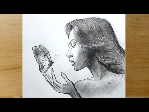 Drawing a Realistic Woman with Butterfly | Shading Technique
