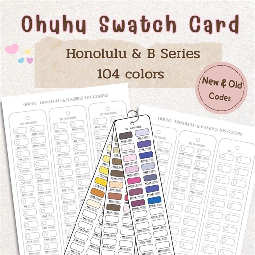 Ohuhu Marker Swatch Card | Honolulu & B Series (printable PDF) - Etsy