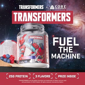 Brand new, cutting-edge products designed to fuel your workouts and support your goals. Introducing Protron, the ultimate protein blend designed for any machine. Packed with a high-quality whey and casein protein blend, MCTs and digestive enzymes, the Protron supplement is designed to fuel your inner Autobot. Protron comes in 3 flavors including: • Vanilla Honey Graham • PB Cookies ‘N Cream • Mixed Berry Cheesecake Shop Now | Core Nutritionals