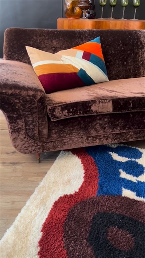 Off Skate Vintage on Instagram: "I can hardly contain my excitement over this incredible sectional sofa! Upholstered in a rich chocolate-brown crushed velvet. I believe the sofa itself was originally crafted in the 1950s and reupholstered in the 1970s, it’s a great blend of the two eras. The velvet is soft, supple, and in remarkable condition for its age. The foam is soft - not firm or dusty, making it comfy as it is stylish. This sectional is ready for your space - just in time for holiday ente