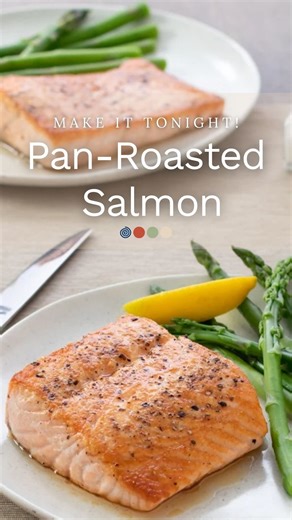 Here’s how to cook salmon with pan roasting so it’s perfectly crispy on the outside and tender and juicy on the inside—every time! The full recipe is below, or comment 👉 “save” and I’ll DM it to you. Ingredients: 4 (5-6 oz.) salmon fillets, about 3/4-inch thick, with or without skin 1/2 tsp. salt 1/2 tsp. pepper 1 Tbsp. olive oil Instructions: Preheat the oven to 450°F. Sprinkle both sides of the salmon with the salt and pepper. Preheat a large oven-safe skillet (large enough to hold the salmon