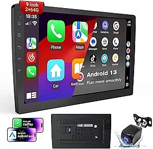 9" Double Din Car Stereo with Wireless Apple CarPlay & Android Auto | 9-Inch HD Touchscreen | Bluetooth, GPS Navigation, Backup Camera | Universal Fit for All Cars