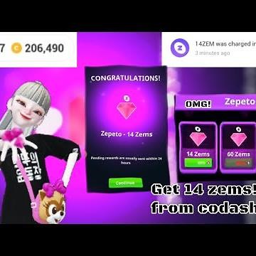 Get up to 196 zems! How to get zems rewards from codashop @ZEPETO_official (GEM GO)