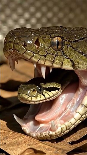 Mesmerizing loop of a mother snake and her tiny babies: nature's harmony! #snakemom #reptile🐍