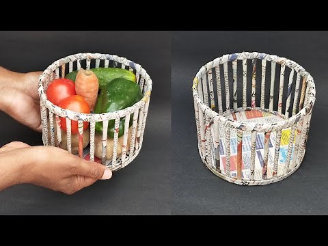 How to make newspaper basket | DIY basket out of newspaper | Easy newspaper craft