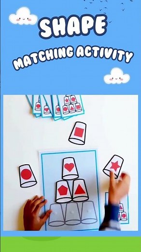 Shape Matching Activity – Printable Cup Pyramid Game for Kids #diy #coloring #kineticsand