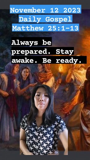 121 reactions · 10 comments | Always be prepared. Stay awake. Be ready. -Matthew 25:1-13 #Katekyut #gospel #GospelToday #GospelOfTheDay #parables #Jesus #tenvirgins #CatholicMass #catholic | April Baybayon | Facebook