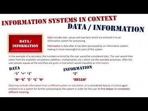 Information Systems in Context: Data & Information