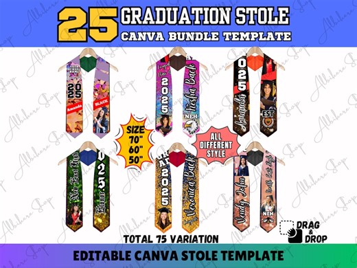 Graduation Stole Grad Sash Canva Template Customizable Senior Sash Digital Download - Etsy Canada