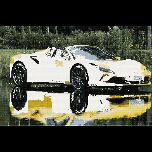 Yellow Ferrari by the water