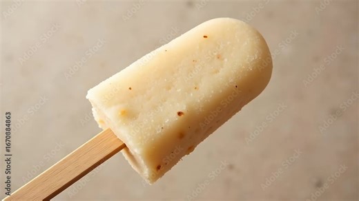 Satisfyingly creamy dairy-free ice pop melting slowly, delicious summer treat, frozen dessert with stick, perfect for cooling down on a hot day