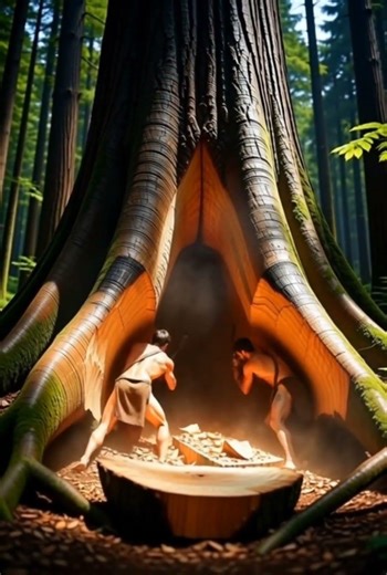 Epic Hammer Carving: Transforming a Tree Stump into a Ancient Treehouse!