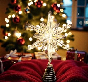 Star Tree Topper Ornament | LED LIGHTS | Gold & Silver Christmas Decoration | Holiday Glow Decor - Etsy