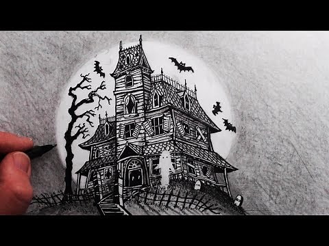 How to Draw a Haunted House: Step by Step