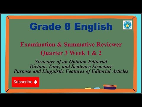 Grade 8 English Examination & Summative Reviewer Quarter 3 Week 1 & 2 | Matatag Curriculum Based