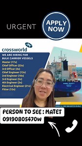 570 reactions · 93 shares | 露‍♀️ APPLY NOW露‍♀️- PLEASE REPORT PERSONALLY AT OFFICE WITH YOUR ORIGINAL DOCUMENTS. LOOK FOR MS. MATET DE JESUS -09190805470CROSSWORLD MARINE SERVICES INC헠헔헡헜헟헔 헛험헔헗 헢헙헙헜헖험G/F, Sage House. 110 V.A. Rufino Street. Legaspi Village, Makati City #Crossworld #SeafarerJobs #ApplyNow | Matet DeJesus | Facebook