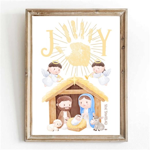 My First Christmas Nativity Handprint Print: Keepsake Handprint Craft Christian Preschool Activity (digital Download)
