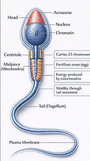 Human Sperm Cell — 3D Scientific Diagram with Full Anatomy & Labels#facts #animation