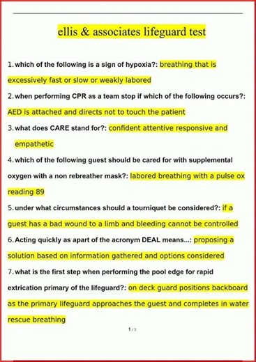 Ellis And Associates Lifeguard Test Actual Questions And Ans video