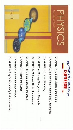 CBSE CLASS 12TH PHYSICS MID TERM SYLLABUS 2025-26 | CLASS 12TH PHYSICS SYLLABUS #cbse #syllabus