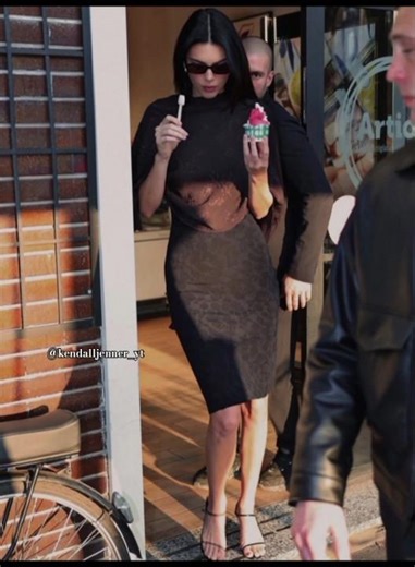 Kendall leaving Artico Gelateria in Milan, Italy #kendalljenner #leaves #milan #italy #outfit #reels