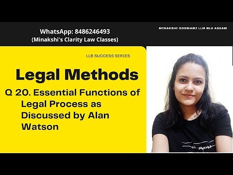 Legal Methods - 1st Sem Discuss the Essential Functions of Legal Process as Discussed by Alan Watson